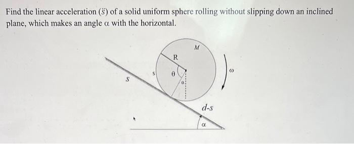 Solved Find the linear acceleration (s¨) of a solid uniform | Chegg.com