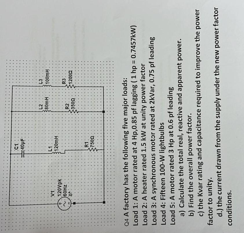 Solved Q4 A factory has the following five major loads: Load | Chegg.com