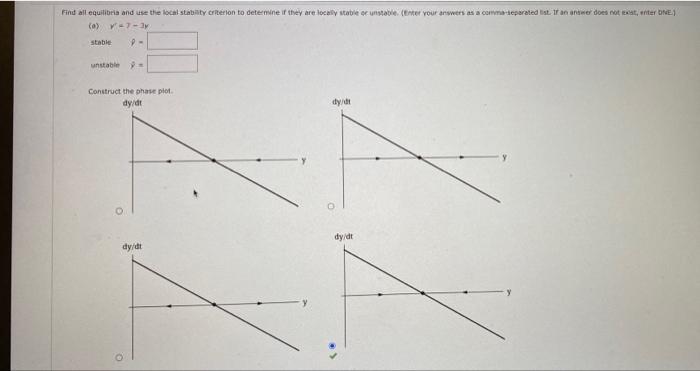 Solved Find all equilibria and use the local stability | Chegg.com