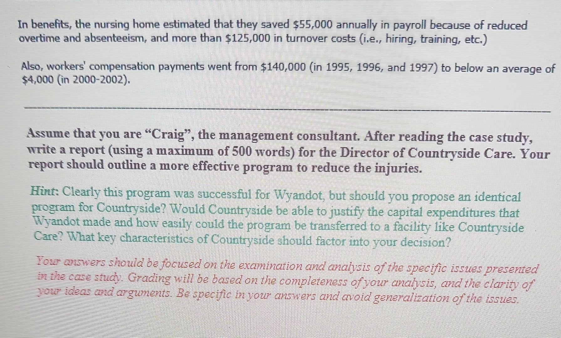 Solved Countryside Care Nursing Home Case Study (worth 50 | Chegg.com