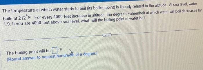 Solved The temperature at which water starts to boil (its | Chegg.com