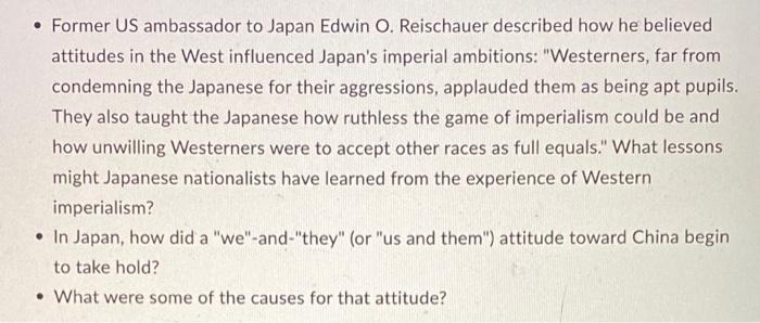 - Former US ambassador to Japan Edwin O. Reischauer | Chegg.com