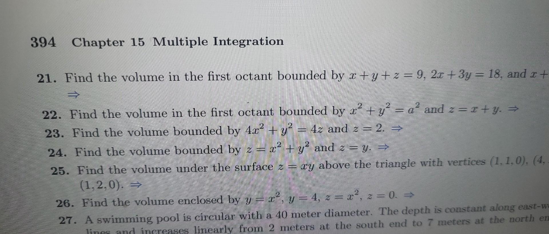 Solved 394 Chapter 15 Multiple Integration 21. Find the | Chegg.com