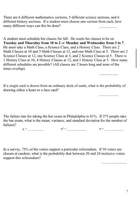 Solved There are 6 different mathematics sections, 5 | Chegg.com