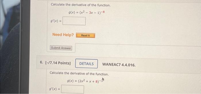 Solved Calculate the derivative of the function. | Chegg.com