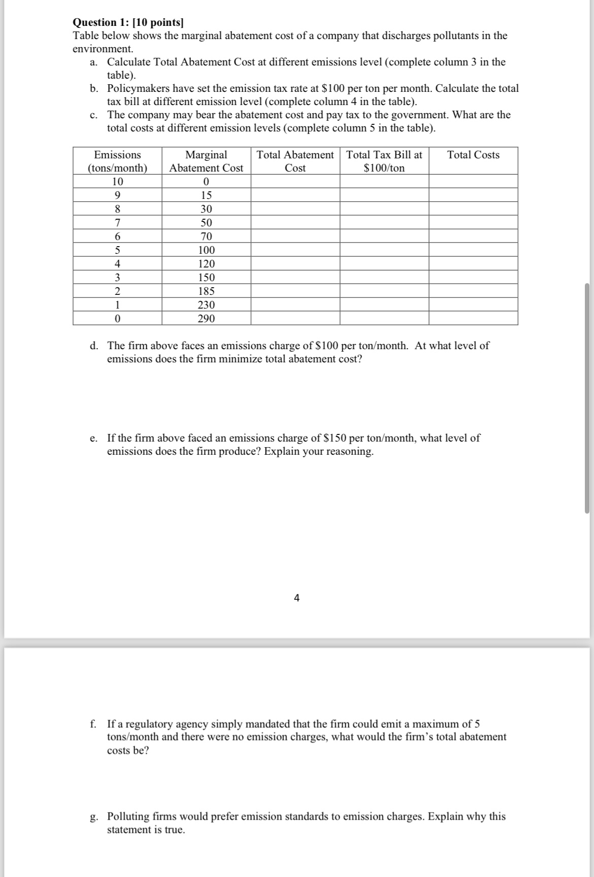 Solved Question 1: [10 ﻿points]Table below shows the | Chegg.com