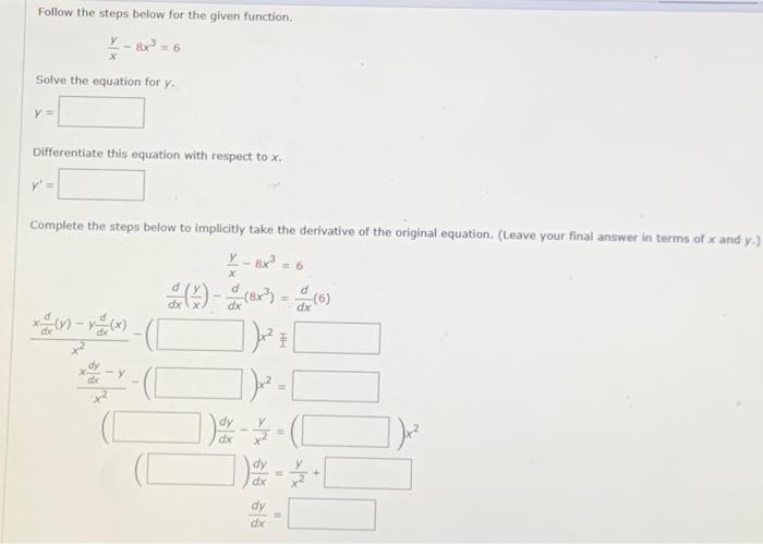Solved Follow the steps below for the given function. | Chegg.com