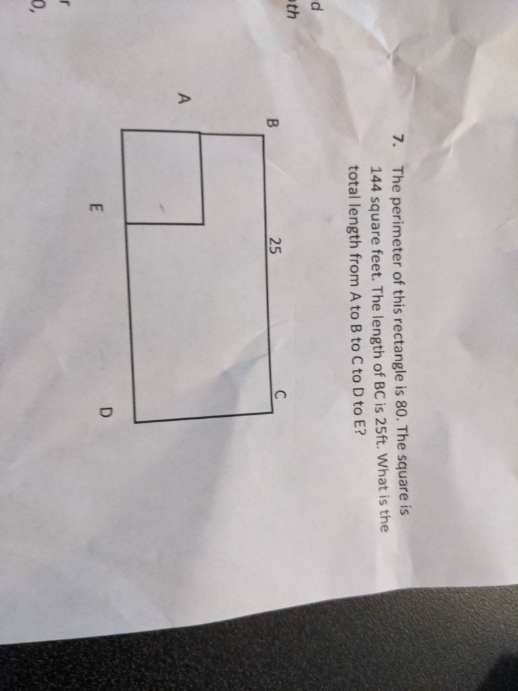 Solved 7. The perimeter of this rectangle is 80. The square | Chegg.com