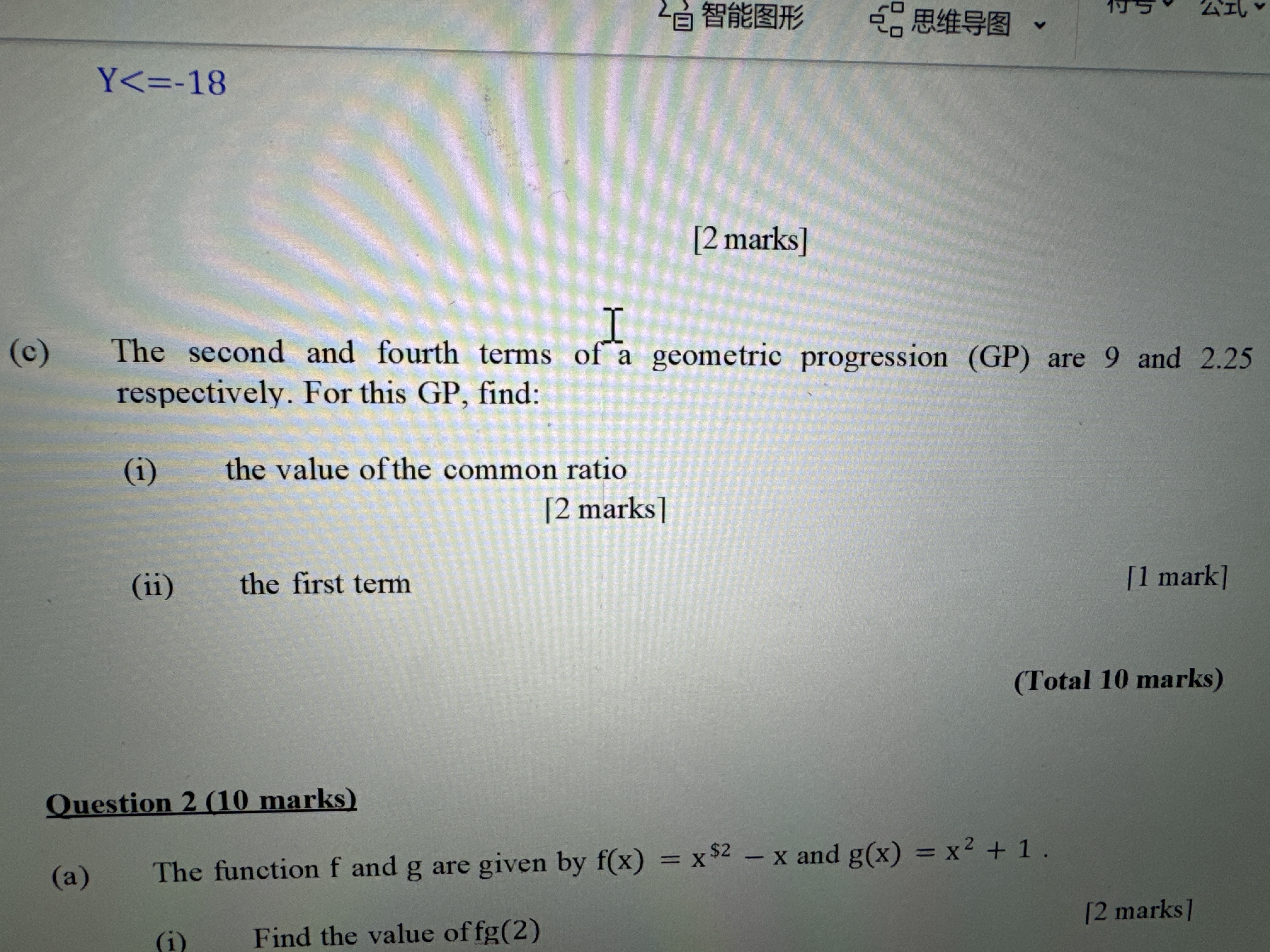 Solved Y≤-18[2 ﻿marks](c) ﻿The second and fourth terms of a | Chegg.com
