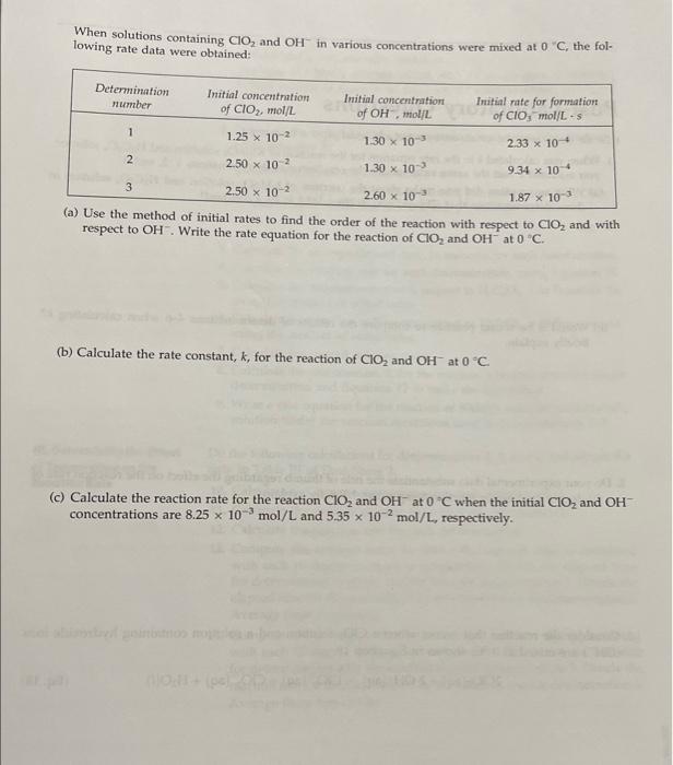 Solved 3. Consider the reaction that occurs when a ClO2 | Chegg.com