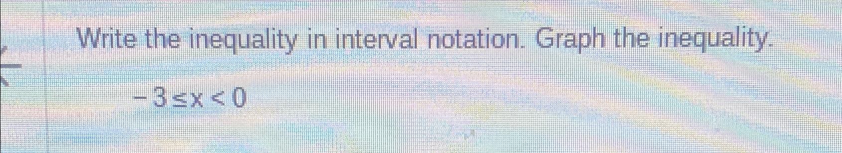Write the inequality in interval notation. Graph the | Chegg.com