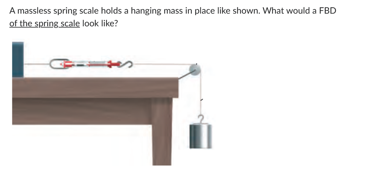 Solved A massless spring scale holds a hanging mass in place | Chegg.com