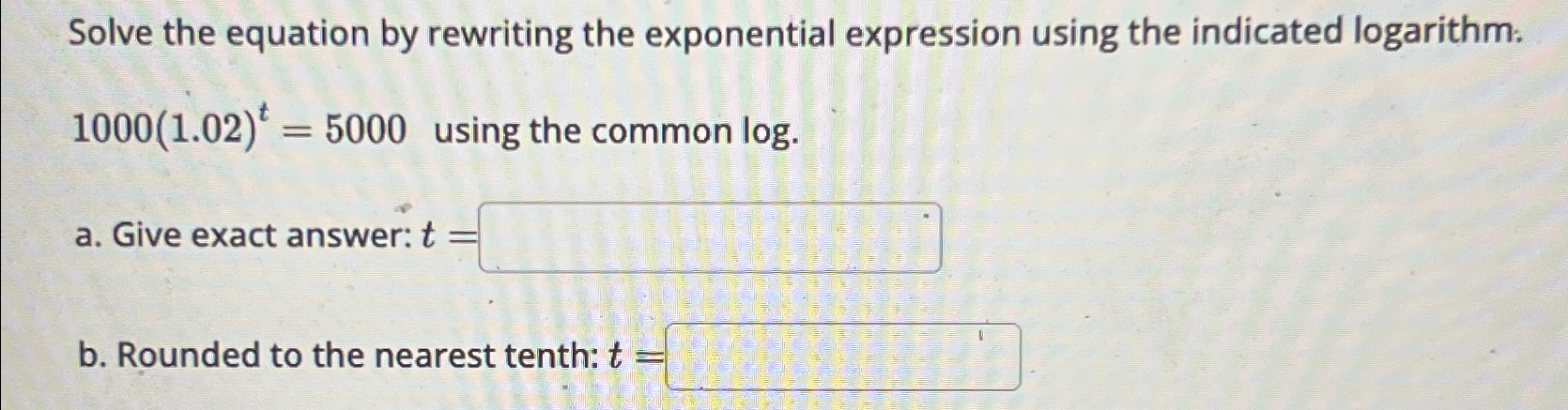 Solved Solve the equation by rewriting the exponential | Chegg.com