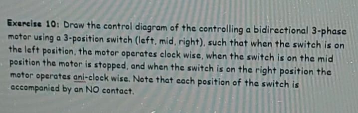 Solved Exereise 10: Draw the control diagram of the | Chegg.com