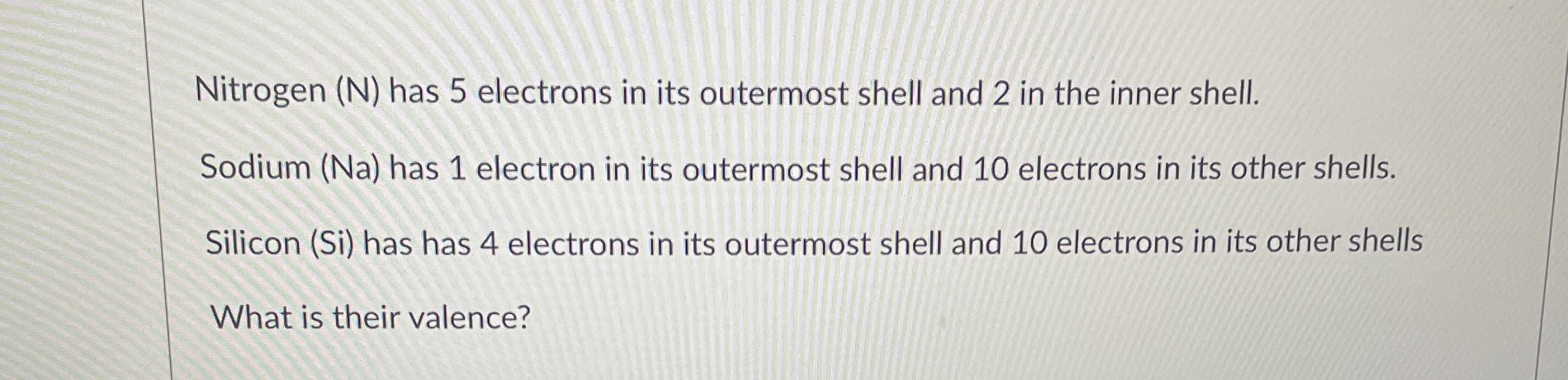 Solved Nitrogen ( N ﻿has 5 ﻿electrons in its outermost shell | Chegg.com