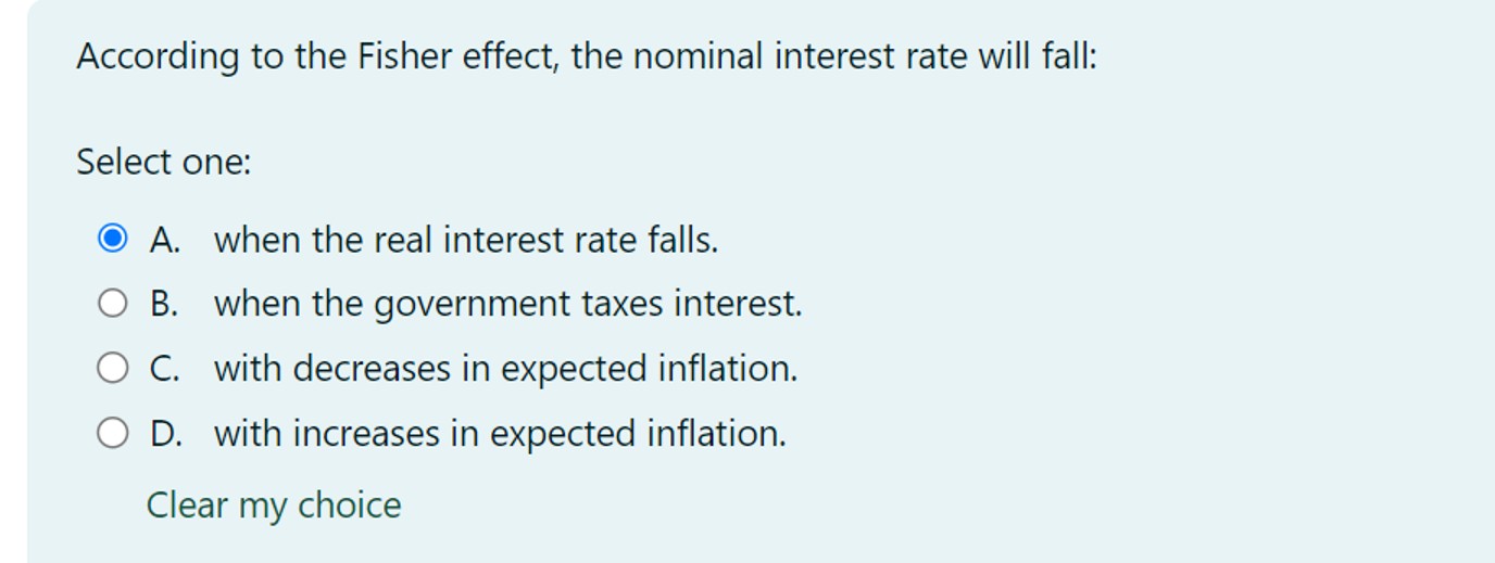Solved According to the Fisher effect, the nominal interest | Chegg.com