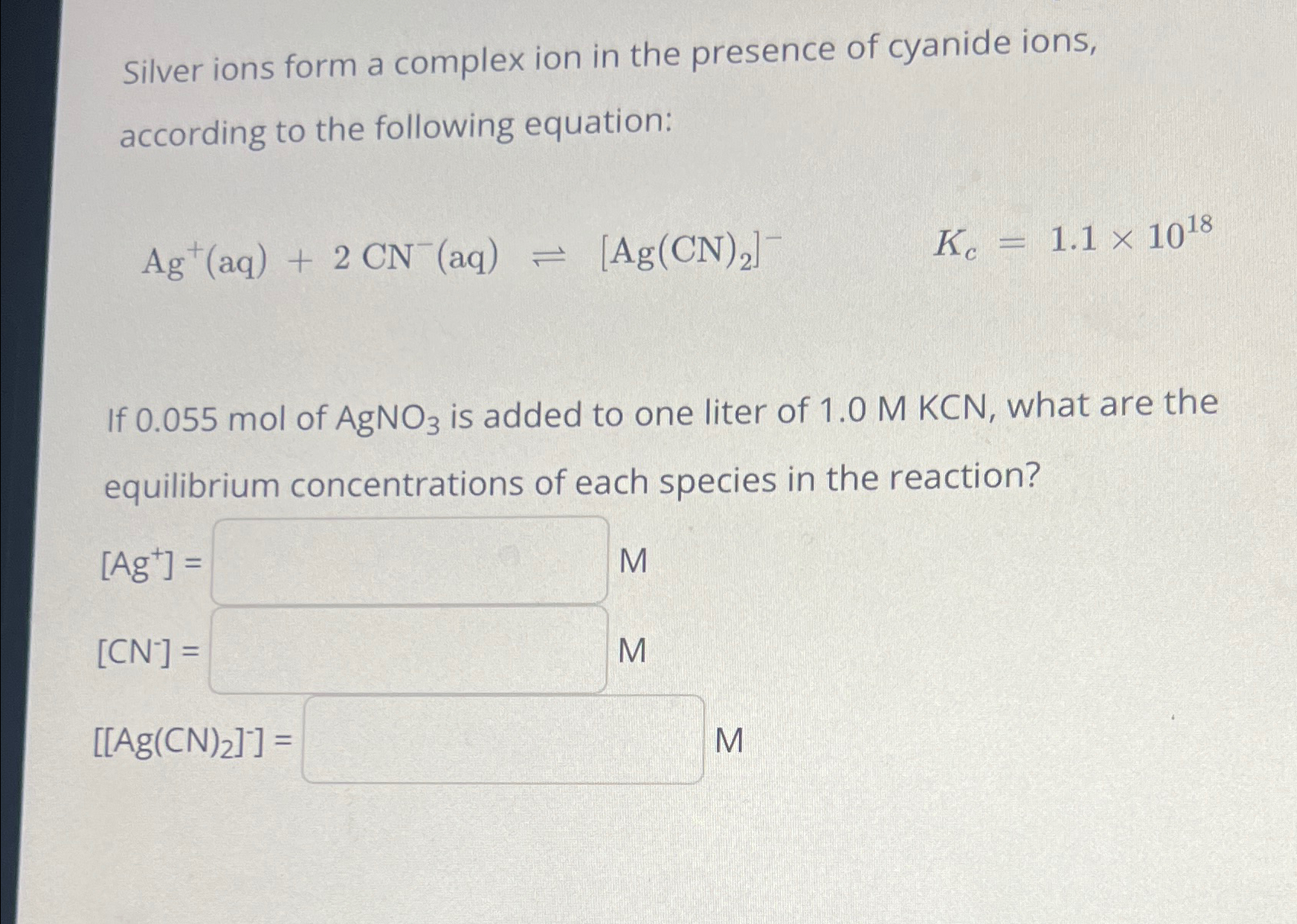 Solved Silver ions form a complex ion in the presence of | Chegg.com