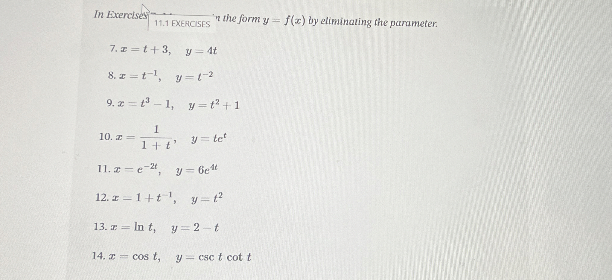Solved In Exercises 111.1 ﻿EXERCISES n ﻿the form y=f(x) ﻿by | Chegg.com
