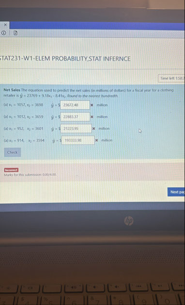 Solved TAT231-W1-ELEM PROBABILITY,STAT INFERNCETirne left | Chegg.com