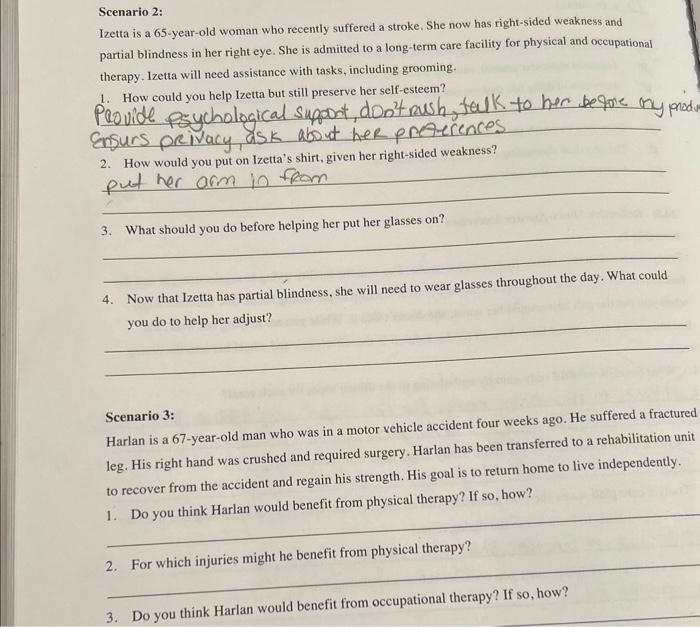 Solved Scenario 2: Izetta is a 65-year-old woman who | Chegg.com