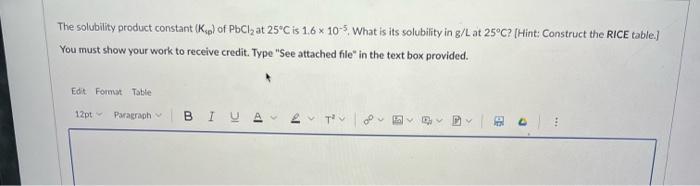 Solved The solubility product constant (K4p) of PbCl2 at | Chegg.com