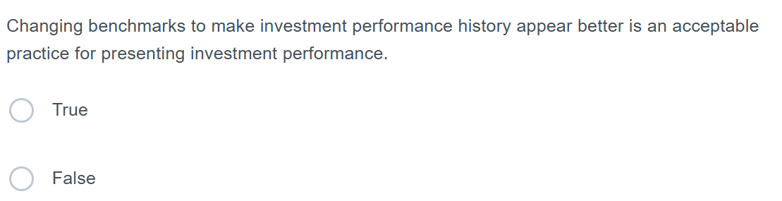 Solved Changing benchmarks to make investment performance | Chegg.com