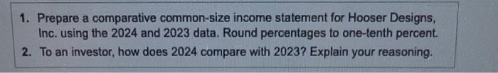 Solved Hooser Designs, Inc. Comparative Income Statement | Chegg.com