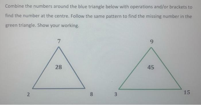 Solved Combine the numbers around the blue triangle below | Chegg.com