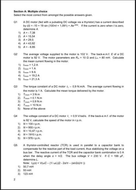 Solved Section A: Multiple choice Solect the most correct | Chegg.com