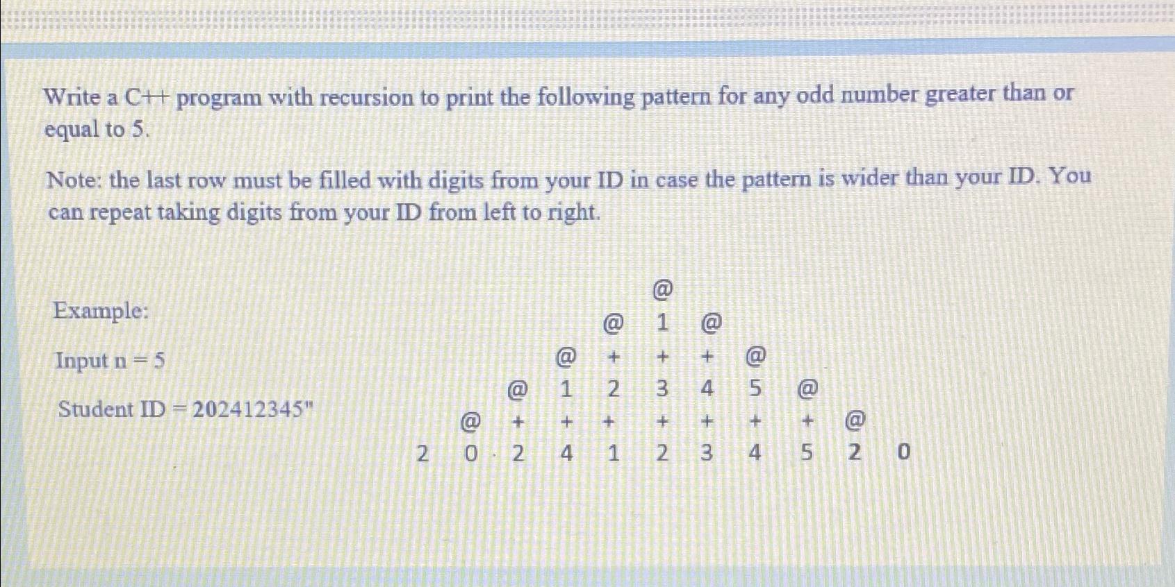 Solved Write A C ﻿program With Recursion To Print The 0043
