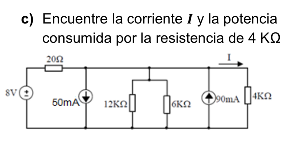 Solved c) ﻿Encuentre la corriente I y la potencia consumida | Chegg.com