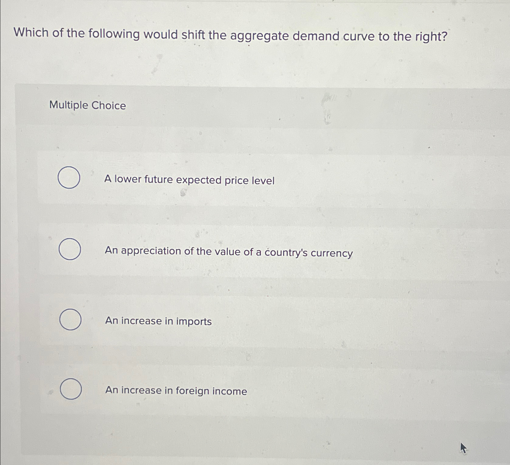 Solved Which of the following would shift the aggregate | Chegg.com