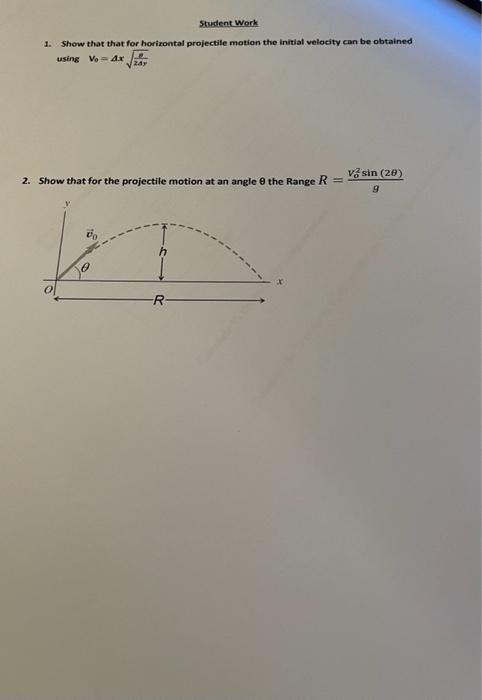 Solved 1. Show that that for horizontal projectile motion | Chegg.com