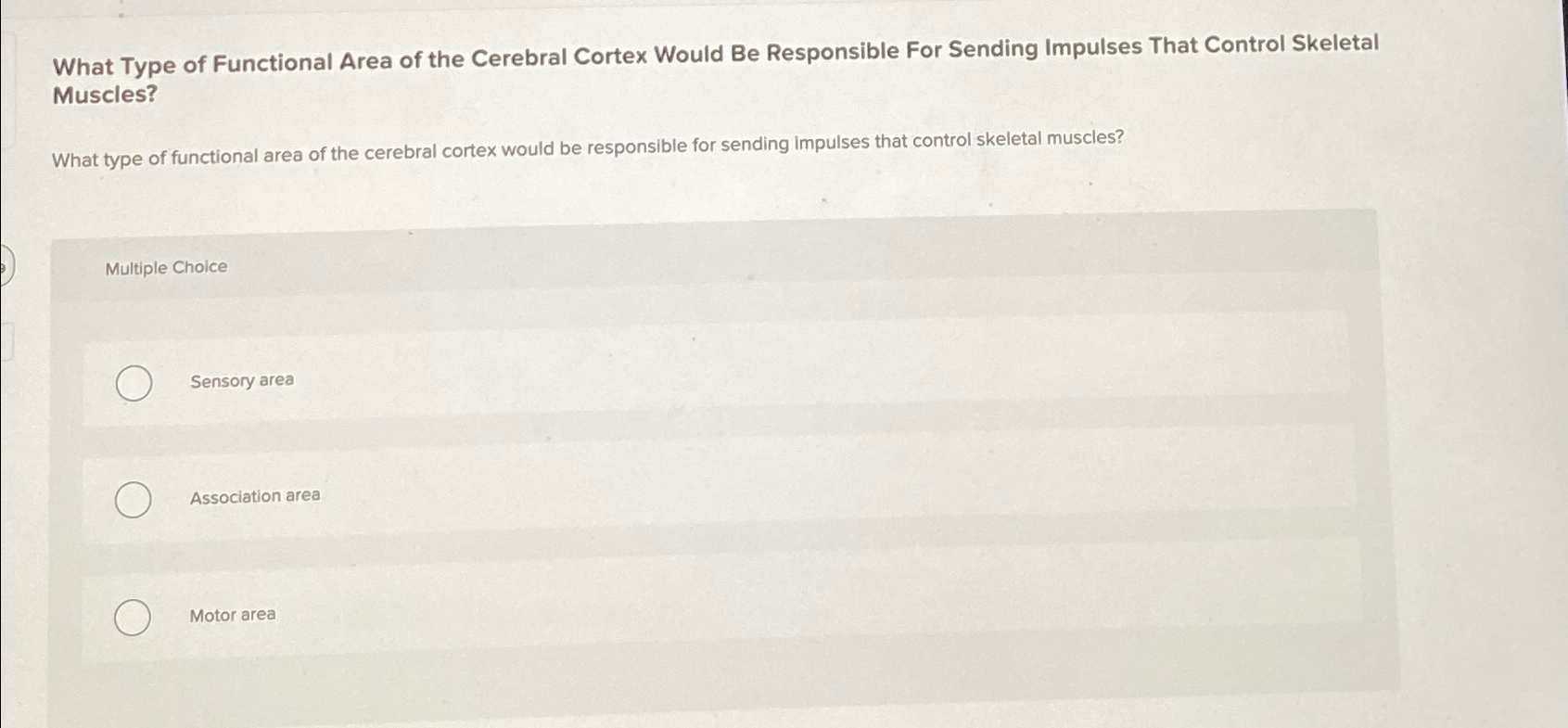 Solved What Type of Functional Area of the Cerebral Cortex | Chegg.com