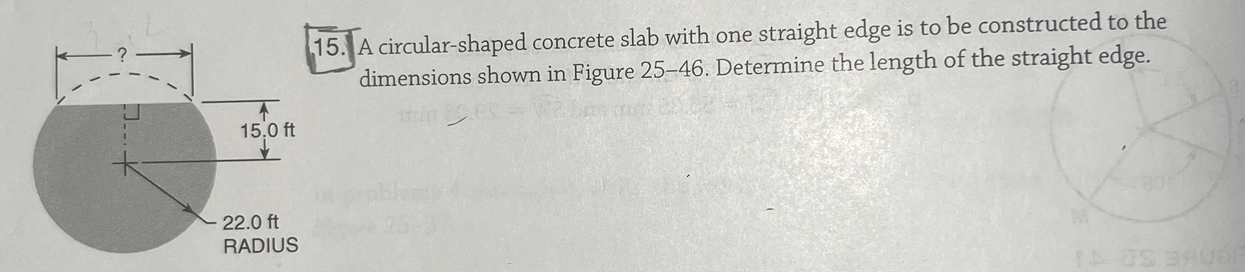 Solved A circular-shaped concrete slab with one straight | Chegg.com