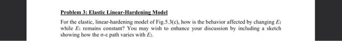 Solved Problem 3: Elastic Linear-Hardening Model For the | Chegg.com