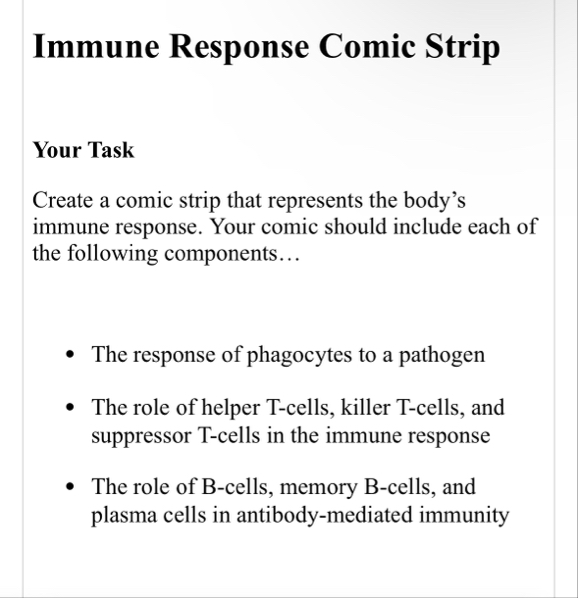 Solved Immune Response Comic StripYour TaskCreate a comic | Chegg.com