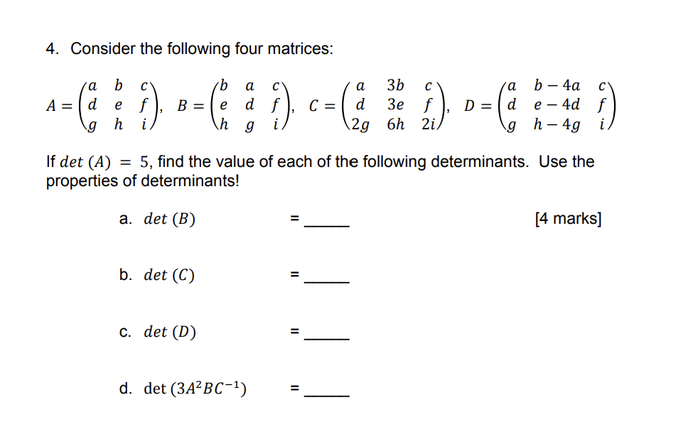 Solved Consider the following four | Chegg.com