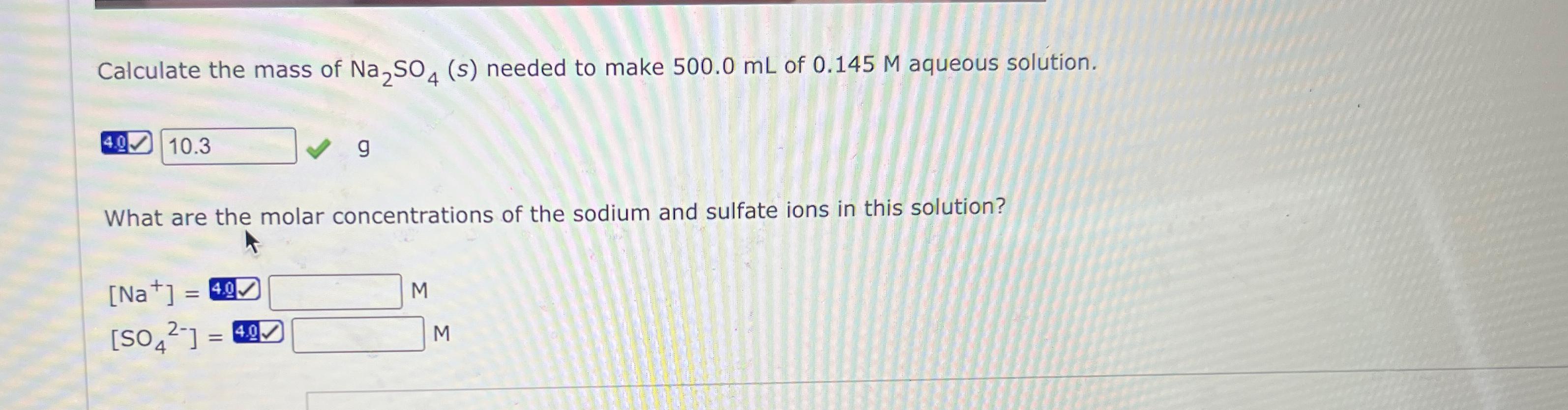 Solved Calculate the mass of Na2SO4(s) ﻿needed to make | Chegg.com