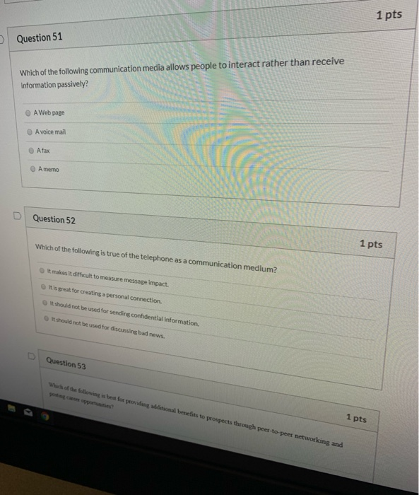 Solved Question 31 1 pt Which of the following interpersonal | Chegg.com