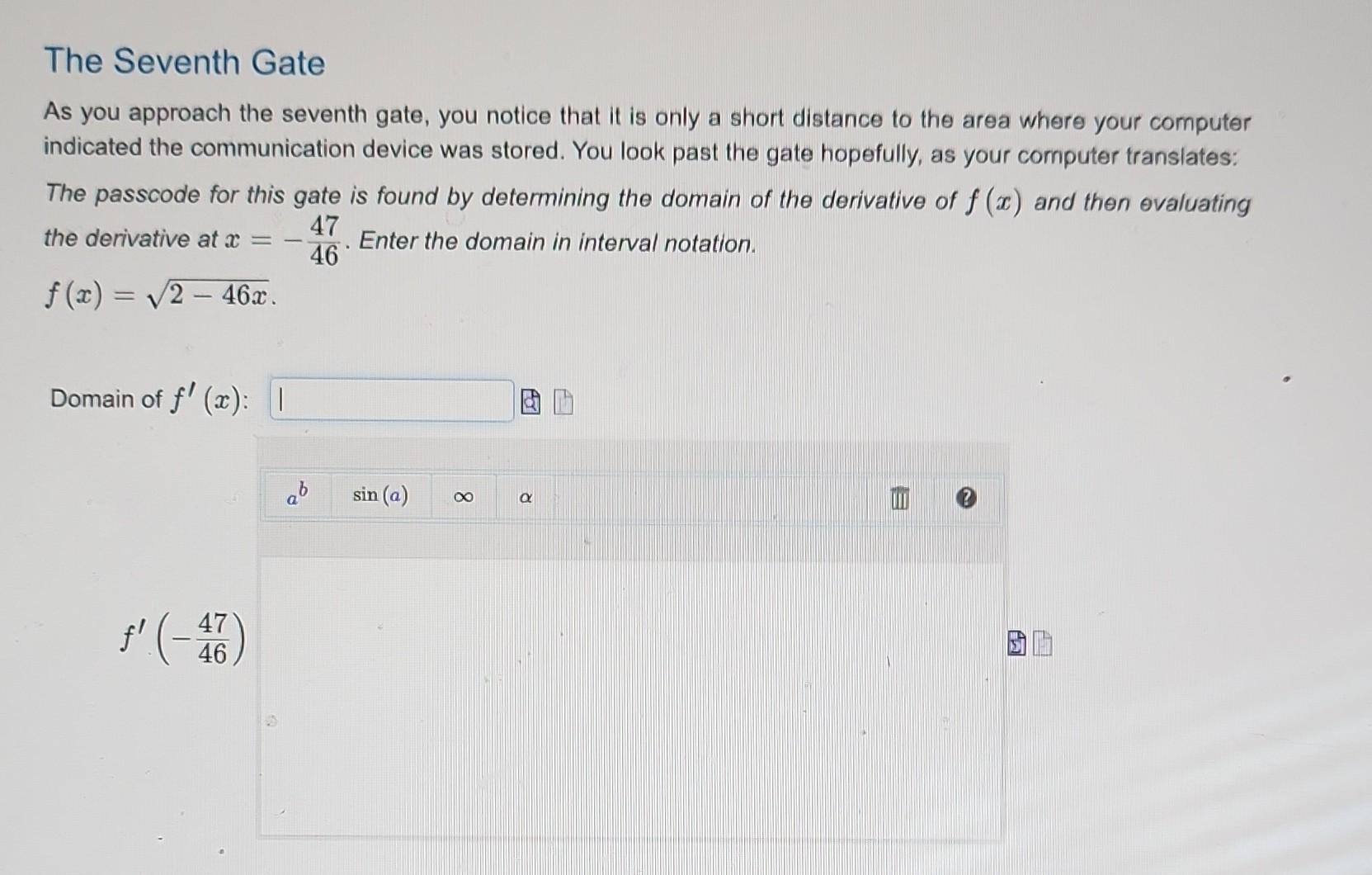 Solved As you approach the seventh gate, you notice that it | Chegg.com