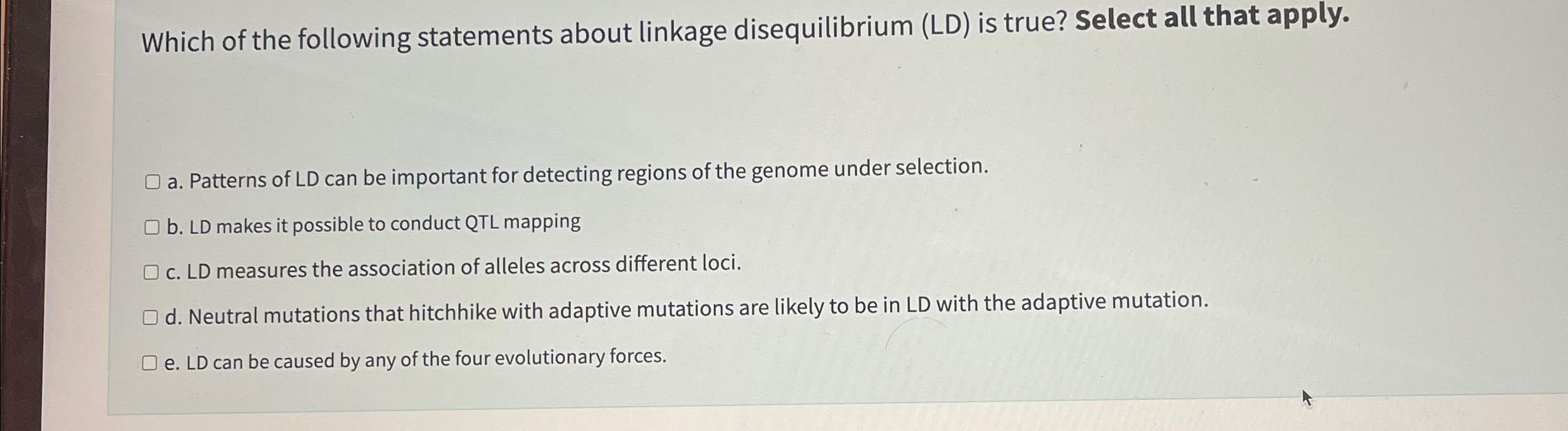 Solved Which of the following statements about linkage | Chegg.com