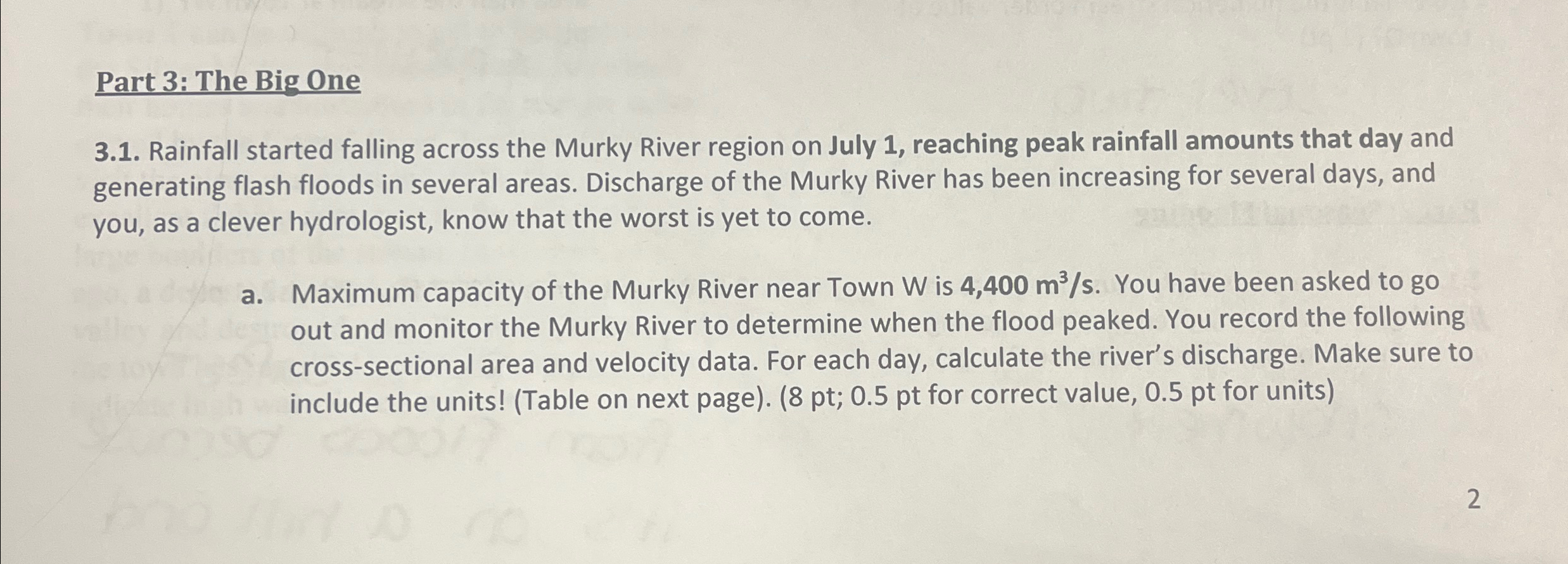 Solved Part 3: The Big One3.1. ﻿Rainfall started falling | Chegg.com