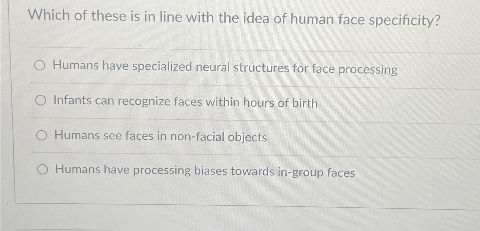 Solved Which of these is in line with the idea of human face | Chegg.com