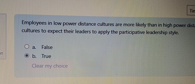 Solved Employees in low power distance cultures are more | Chegg.com