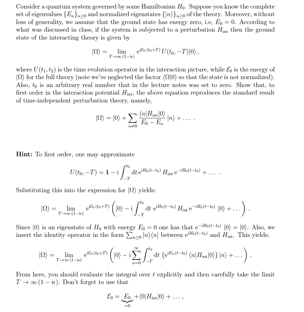 Solved Consider a quantum system governed by some | Chegg.com