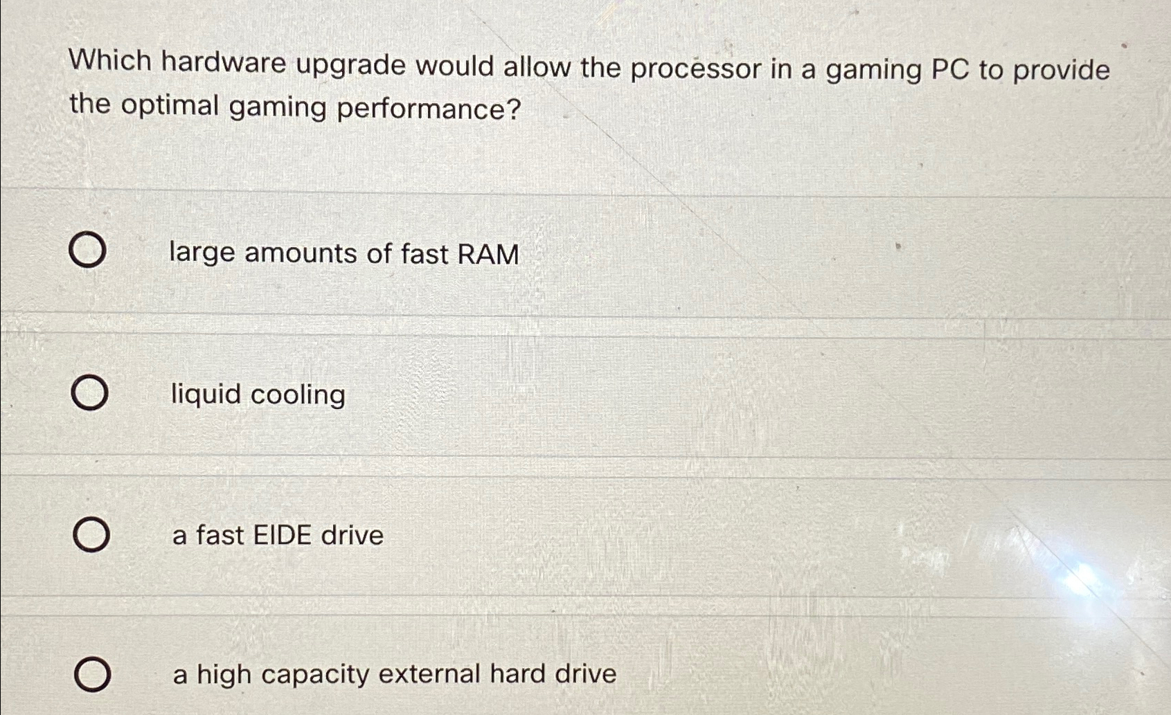 Solved Which hardware upgrade would allow the processor in a | Chegg.com