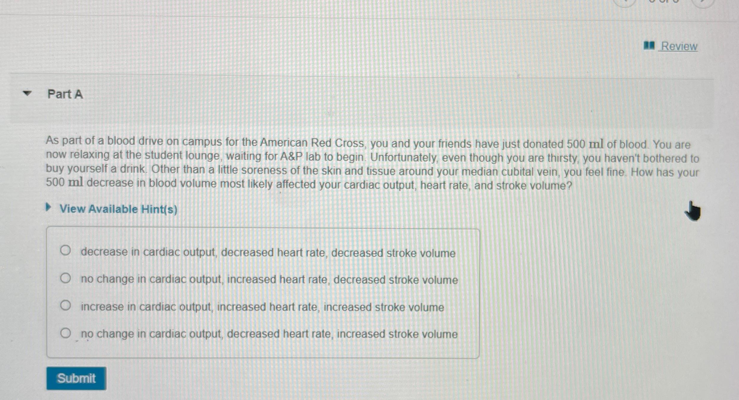 Solved ReviewPart AAs part of a blood drive on campus for | Chegg.com