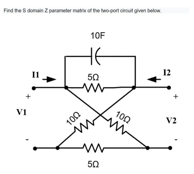 Solved Find the S domain Z parameter matrix of the two-port | Chegg.com