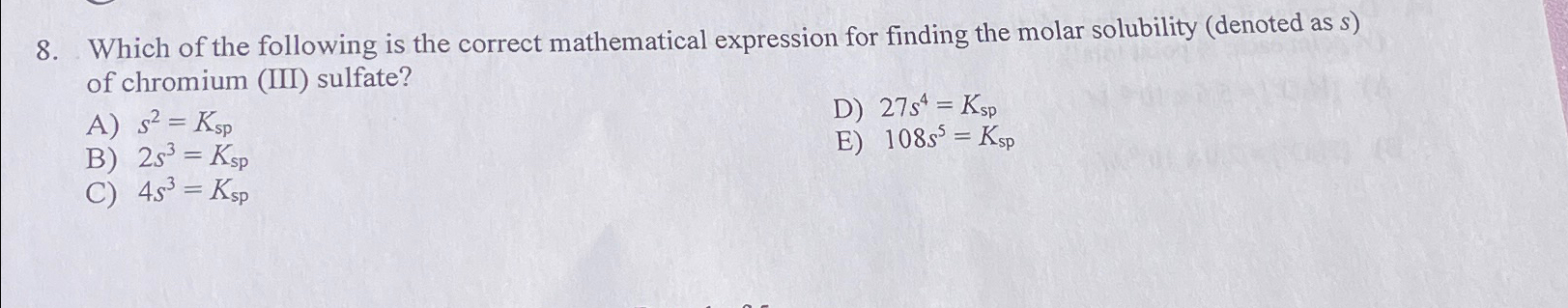 Which of the following is the correct mathematical | Chegg.com